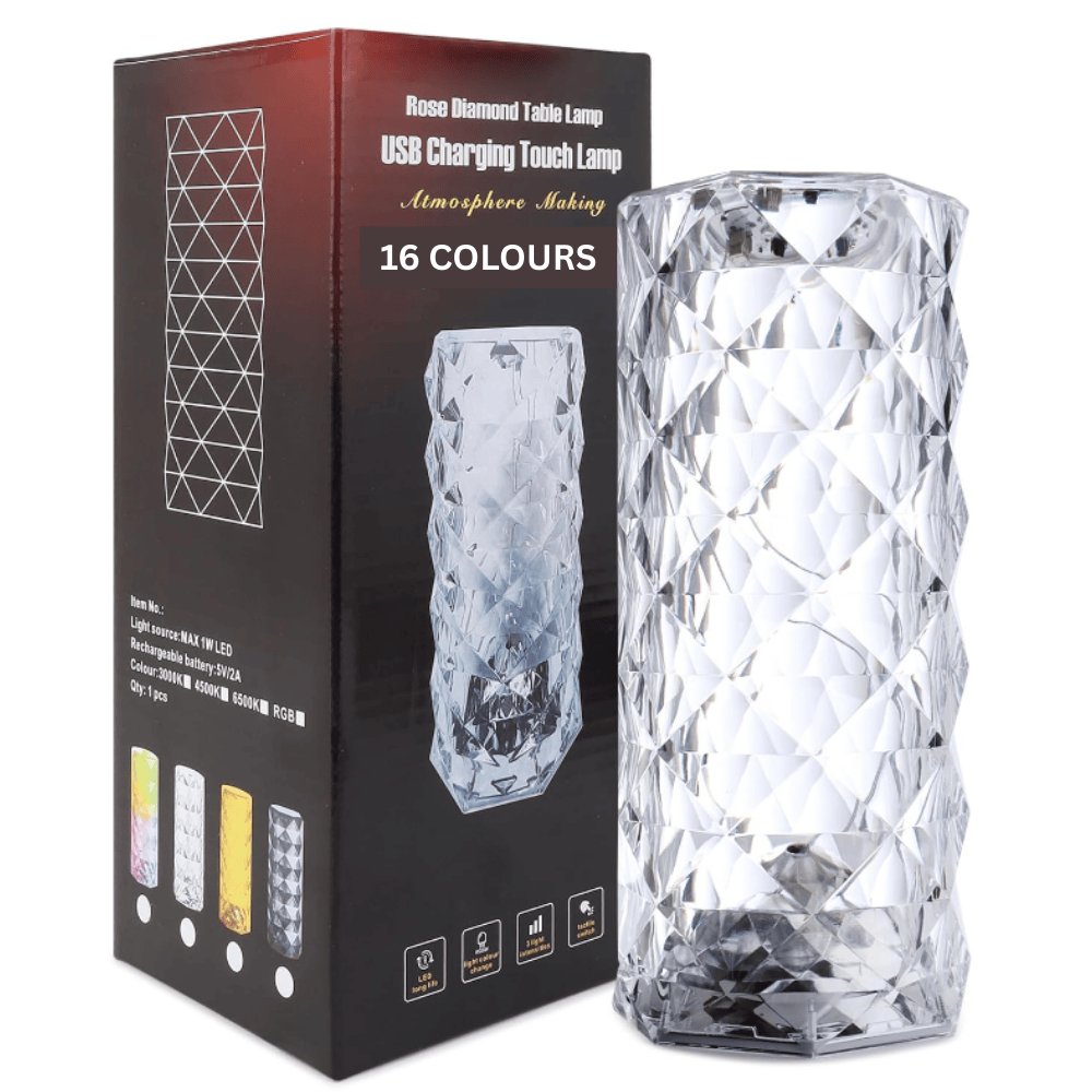 Crystal Round Table Lamp – USB Rechargeable Rose Diamond LED Touch Lam ...