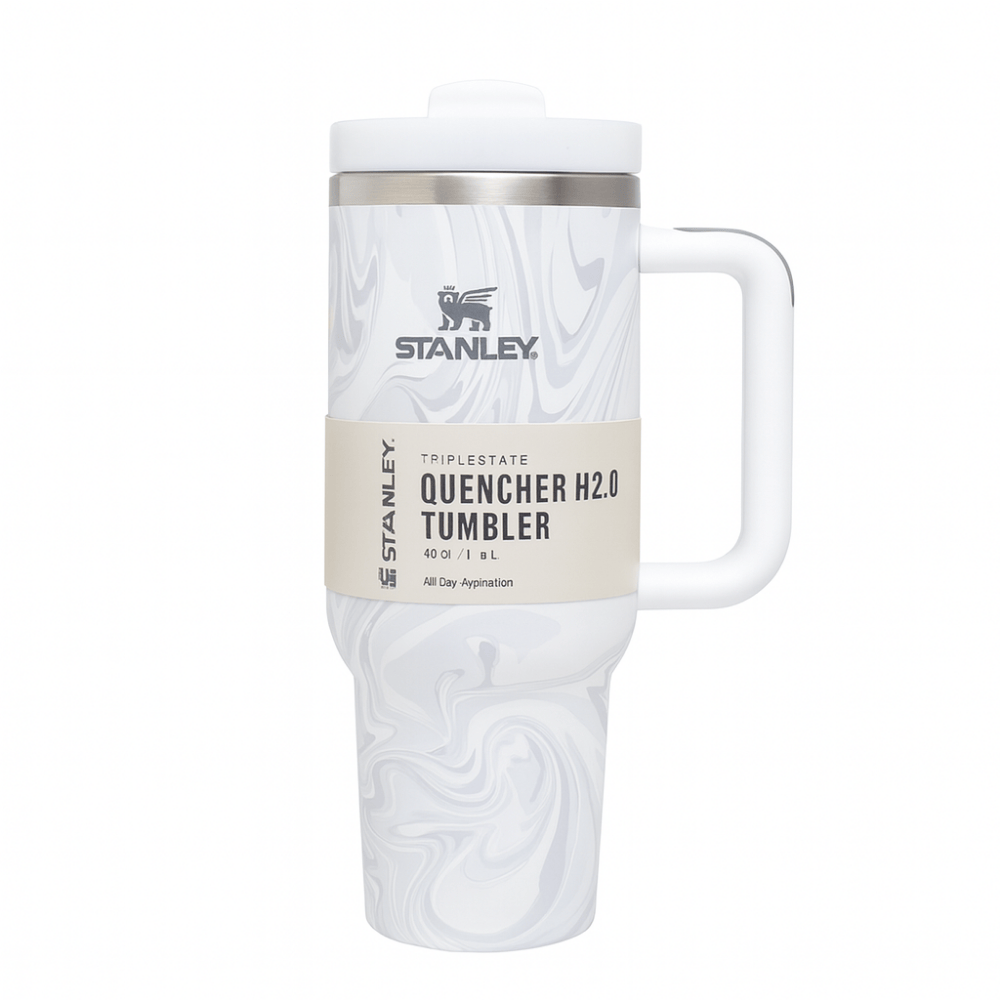 Stanley Quencher H2.0 Tumbler 1.18L – White Marble Swirl, Double-Wall ...